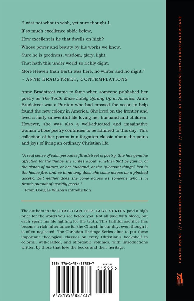 The Poems of Anne Bradstreet, Introduction by Douglas Wilson – Canon Press