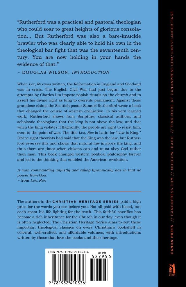 Lex Rex: The Law and the King – Canon Press